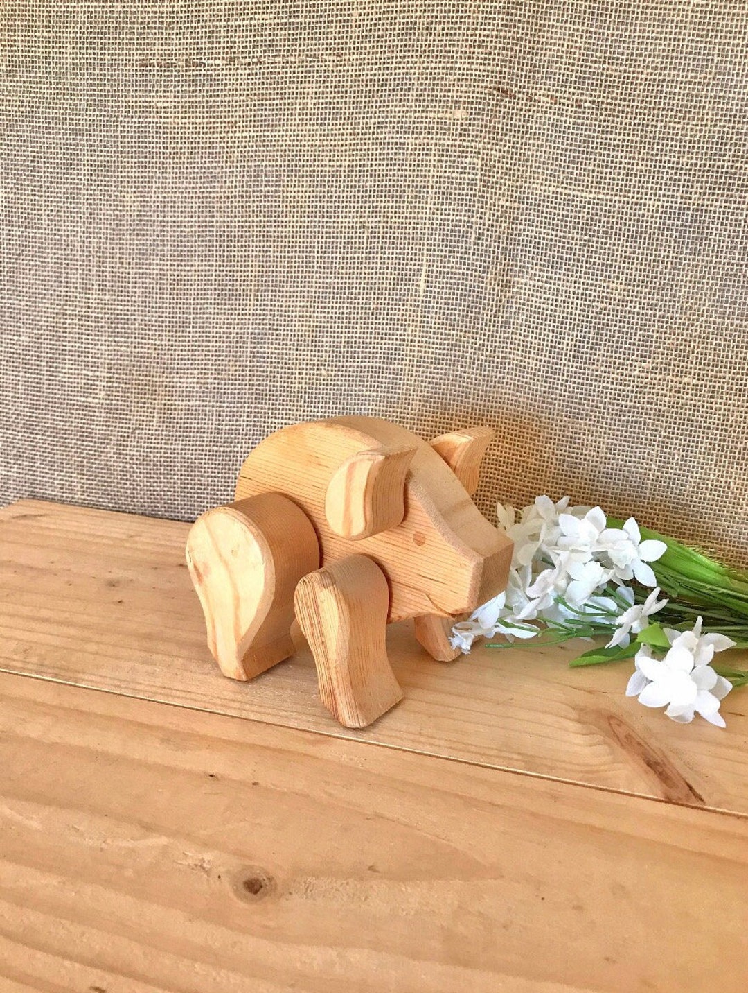Vintage Handmade Wooden Pig by Ferris Pinniger Farmhouse Mantel Decor ...