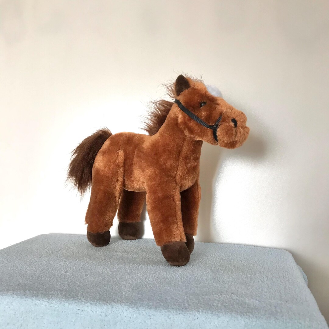 Brown Horse Stuffed Animal Baby Plushie Cute Plush Collectible Shelf ...