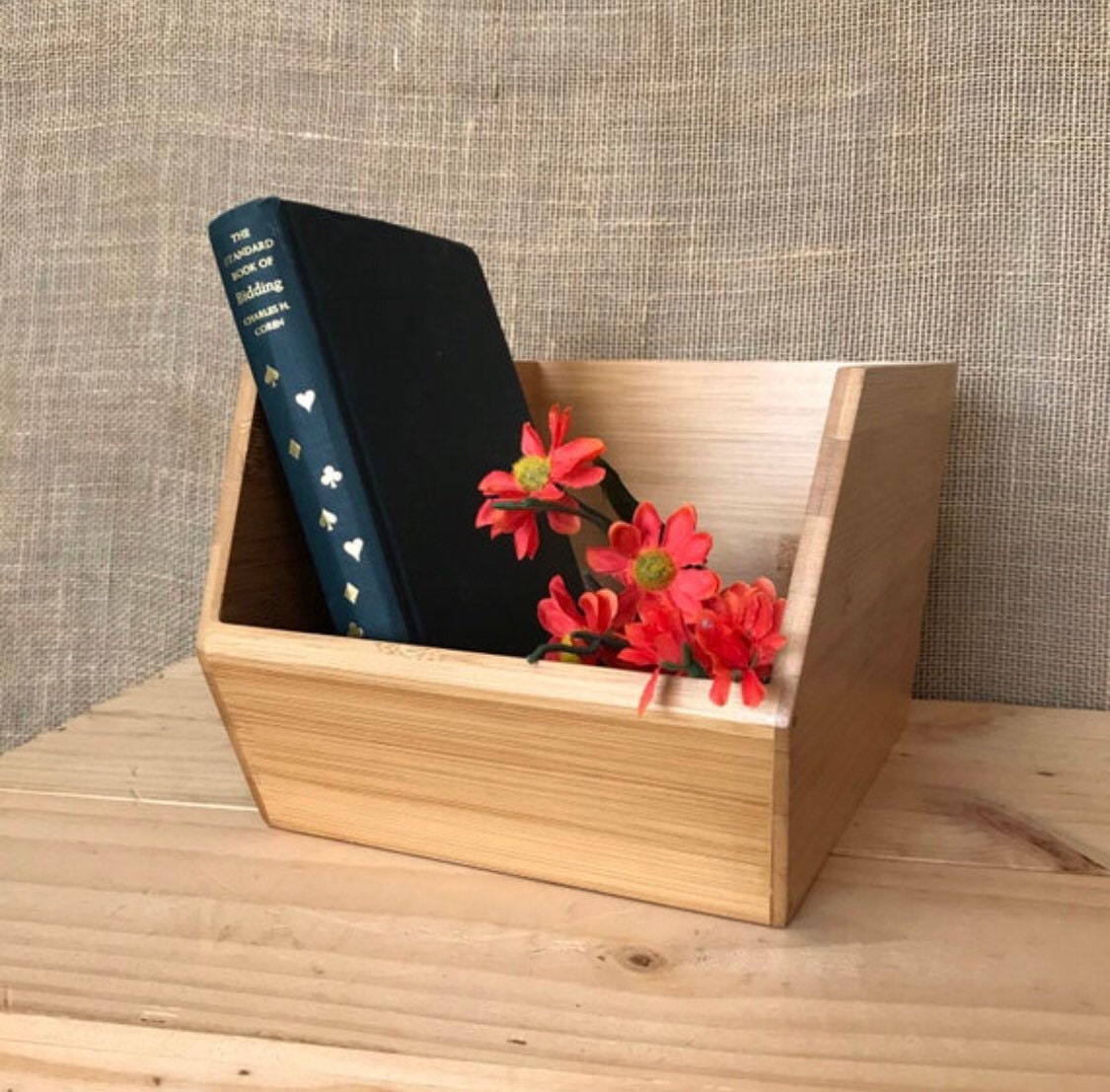 Open Front Wooden Bin Box for Storage Organization TV Remote Holder ...