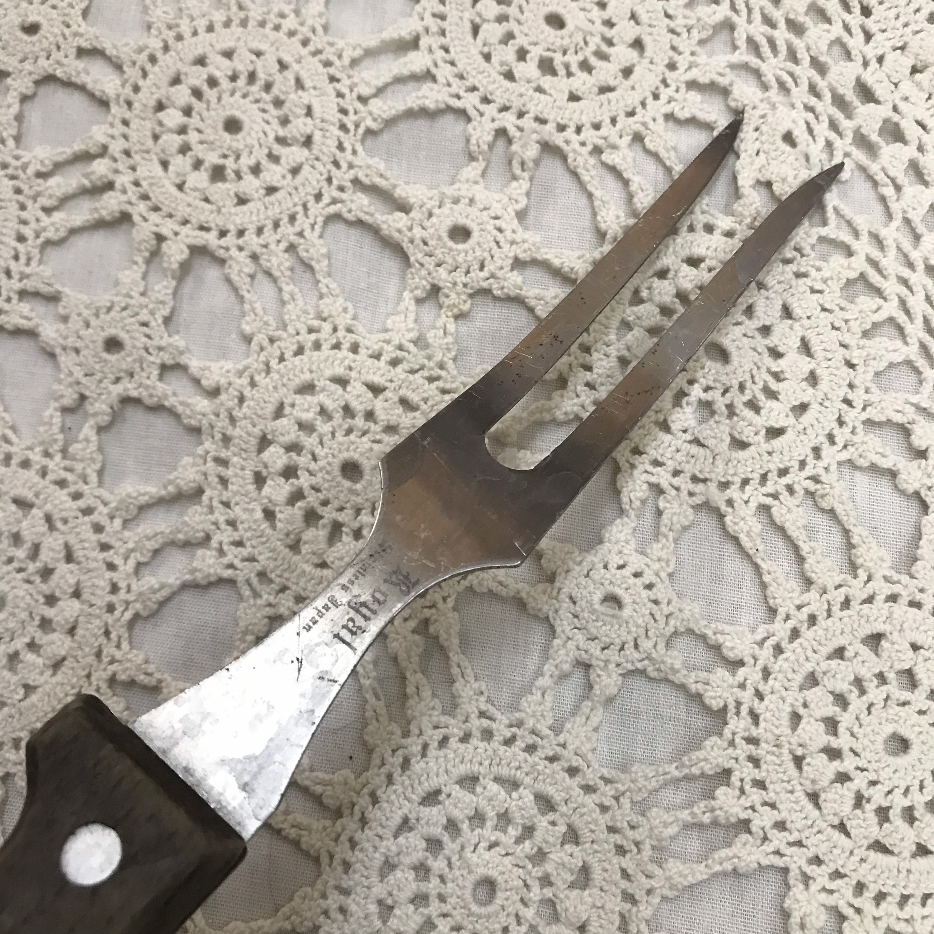 Vintage Royal Stainless Steel Meat Fork With Wooden Handle Silver ...