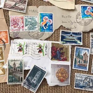 Vintage Lot 39 Postage Stamps Postmarks Postage Cent Helvetia Little House on the Prairie French ...