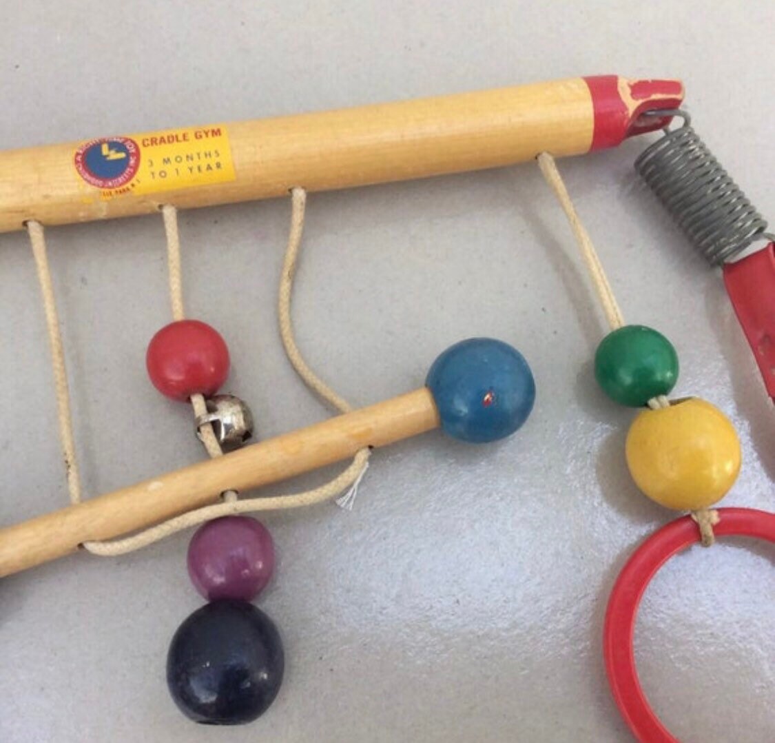 Vintage Wooden Cradle Gym for Baby Crib 1960s Toy Toddler Play Jungle ...