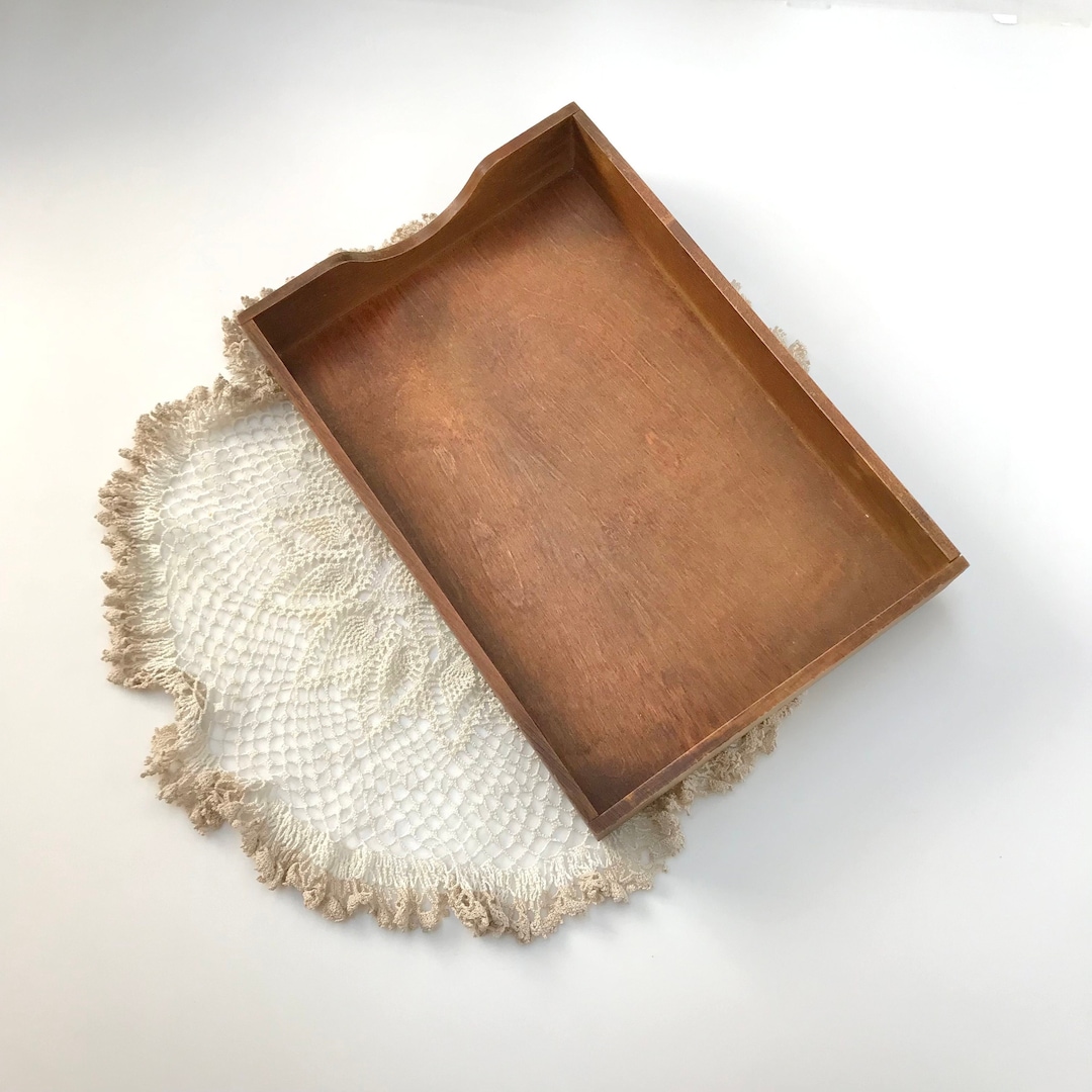 Vintage 1970s Wooden Tray Coffee Table Decor Serving Tray Storage ...