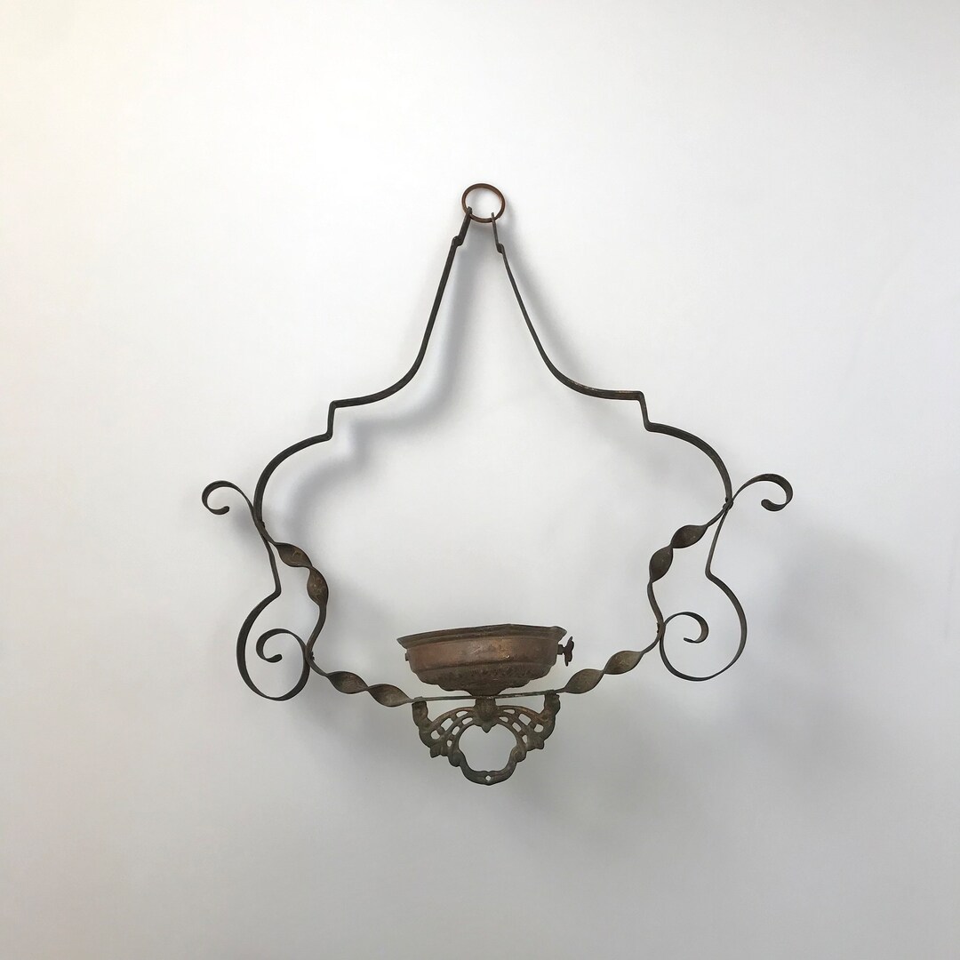Antique Brass Notes Victorian Hanging Parlor Oil Lamp Original Mid ...