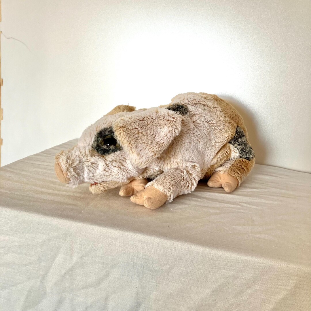 Fluffy Spotted Piglet Hand Puppet Oinking Plush Pink and Brown Cute Pig ...