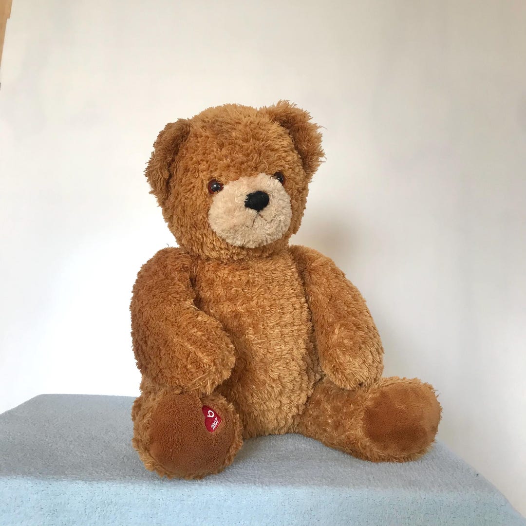 Large 14" Teddy Bear Vintage Big Beige Birthday Teddy Stuffed Animal ...