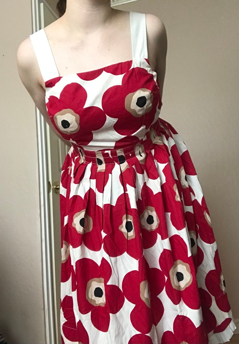Vintage Dolce & Gabbana Dress Marimekko Red Poppy Print Cotton Full ...