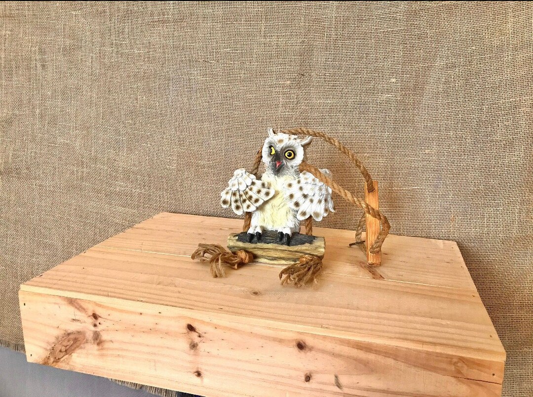 Hanging Owl on a Swing Ceiling Mount Mounted White Barn Owl Library ...