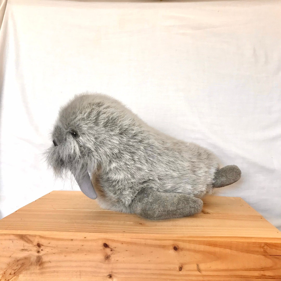 Large Stuffed Walrus Fluffy Grey Stuffed Animal Plushie Plush Gray Cute ...