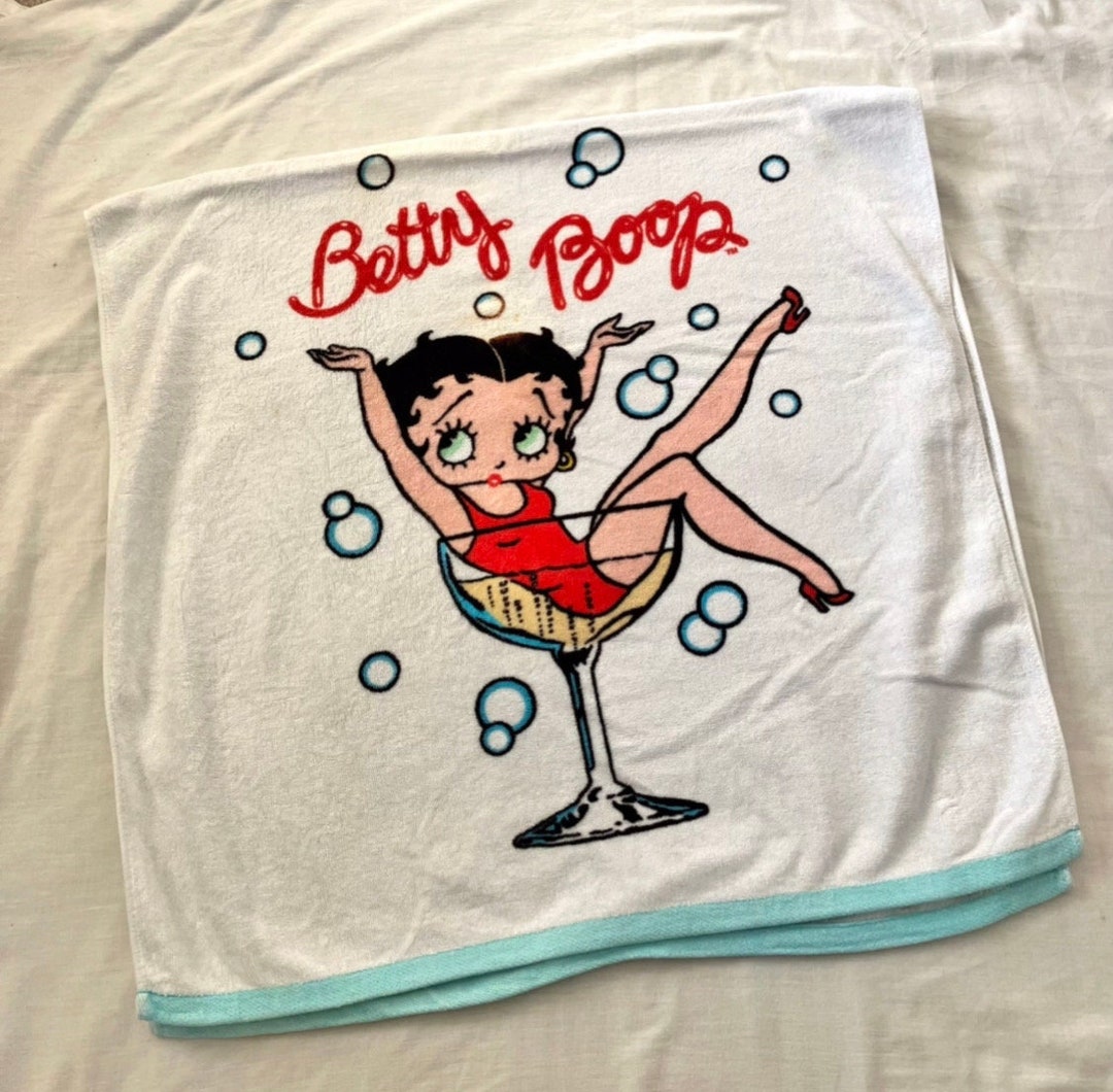 Vintage 2000s Betty Boop in Martini Glass Towel Cotton Print White ...