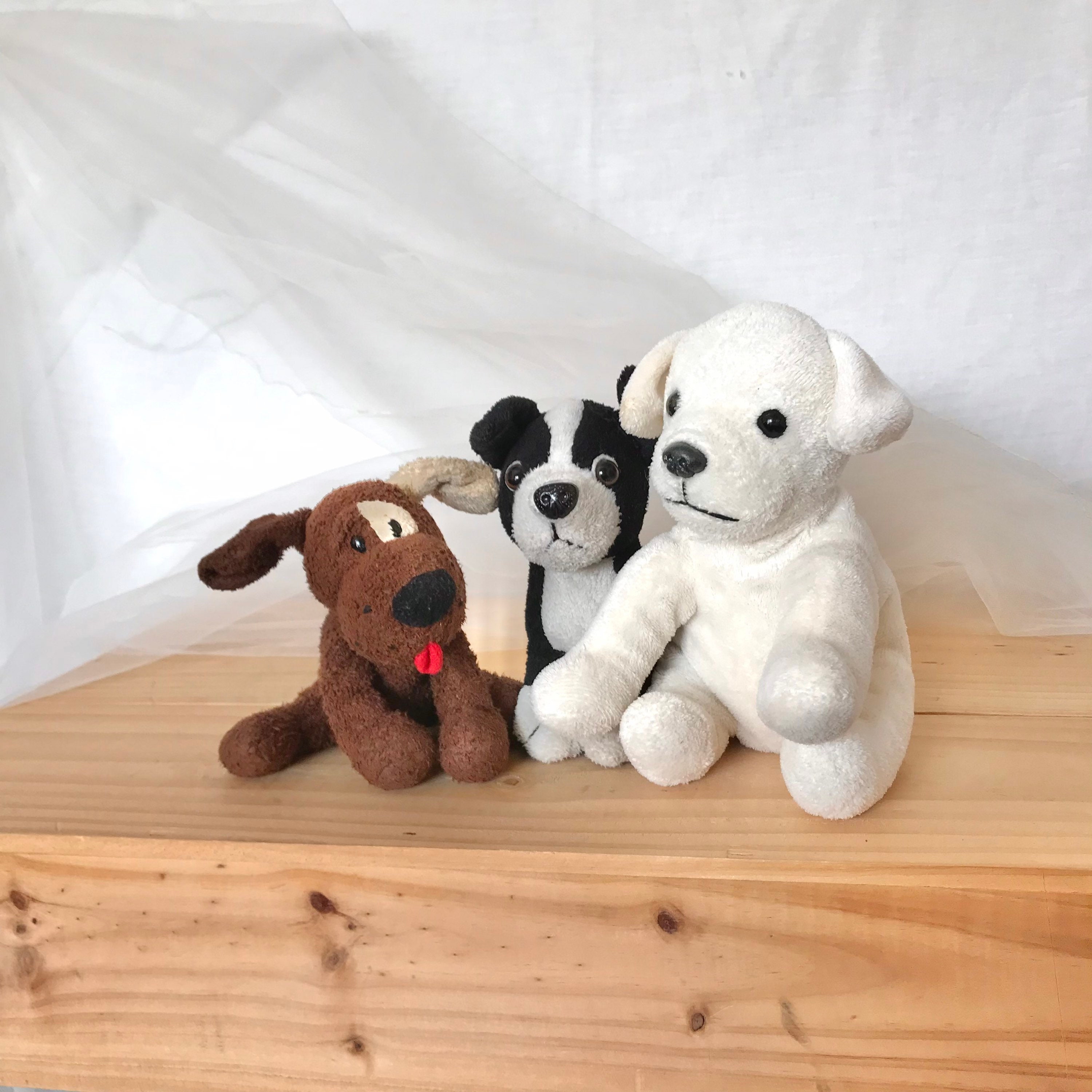 Set of 3 Small Plush Dogs Brown Spotted Stuffed Animal Dog Puppy ...