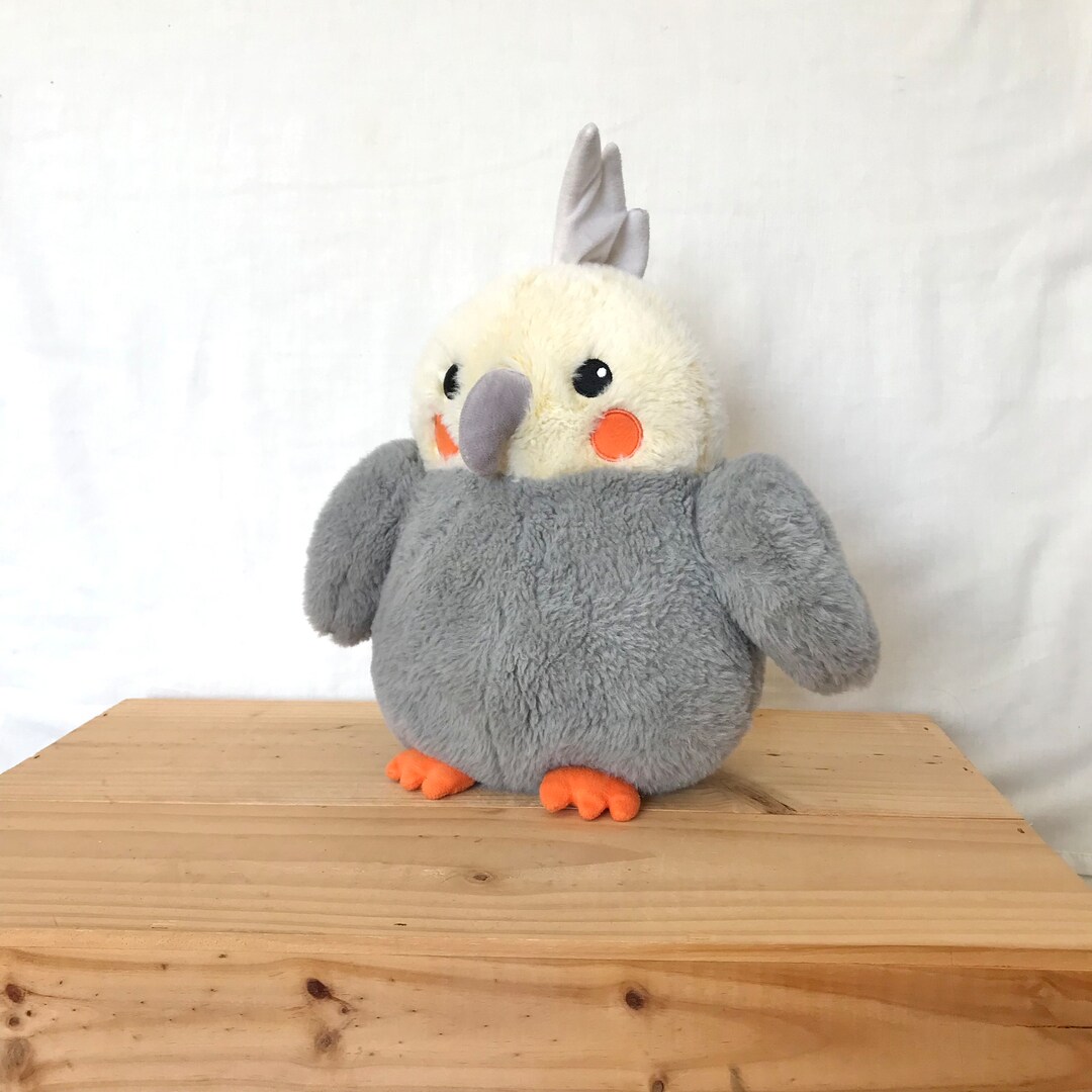 Fluffy Stuffed Parakeet Stuffed Animals Grey Baby Parrot Bird Tree ...