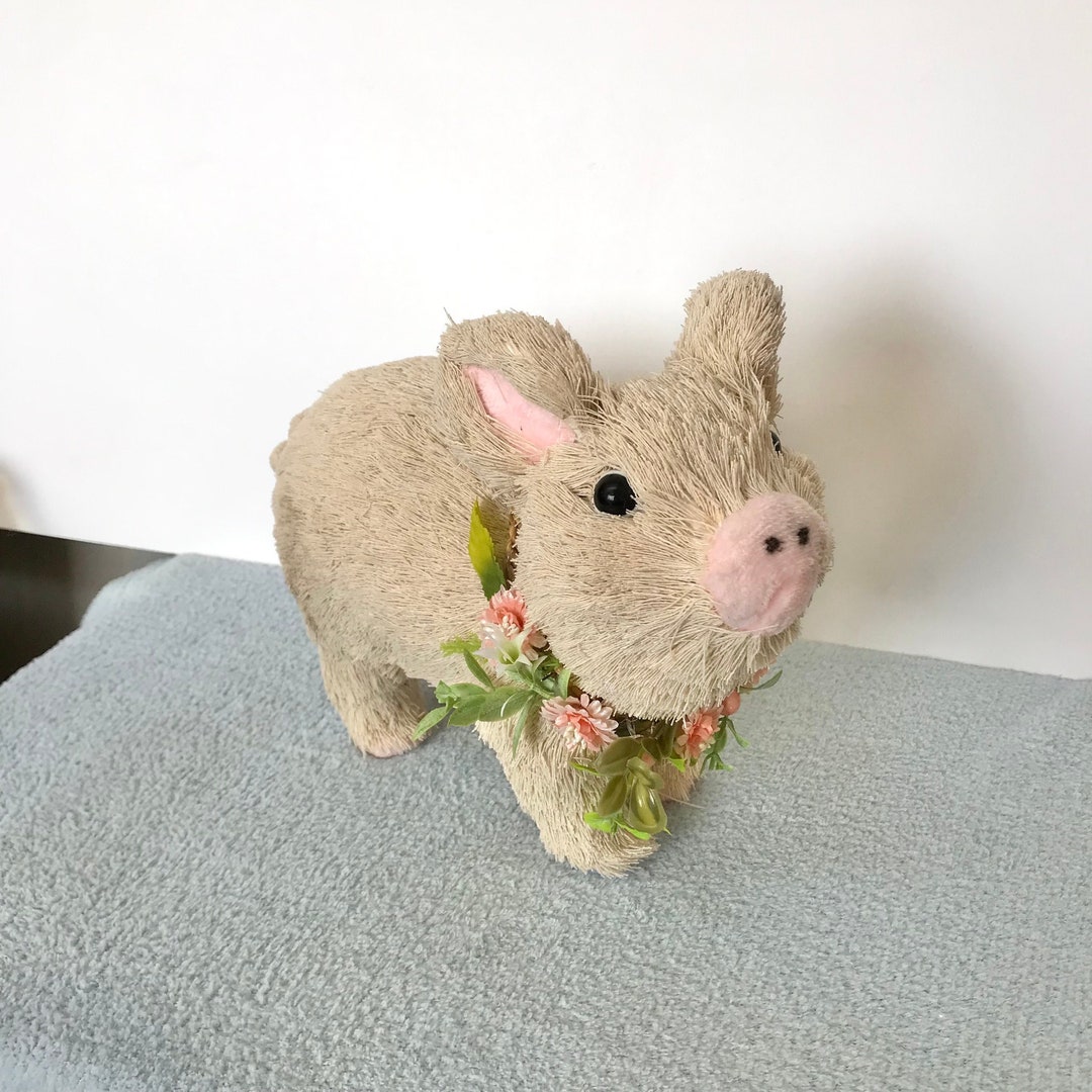 Floral Adorable Fat Bristle Pig Figurine Figure Flower Sculpture ...