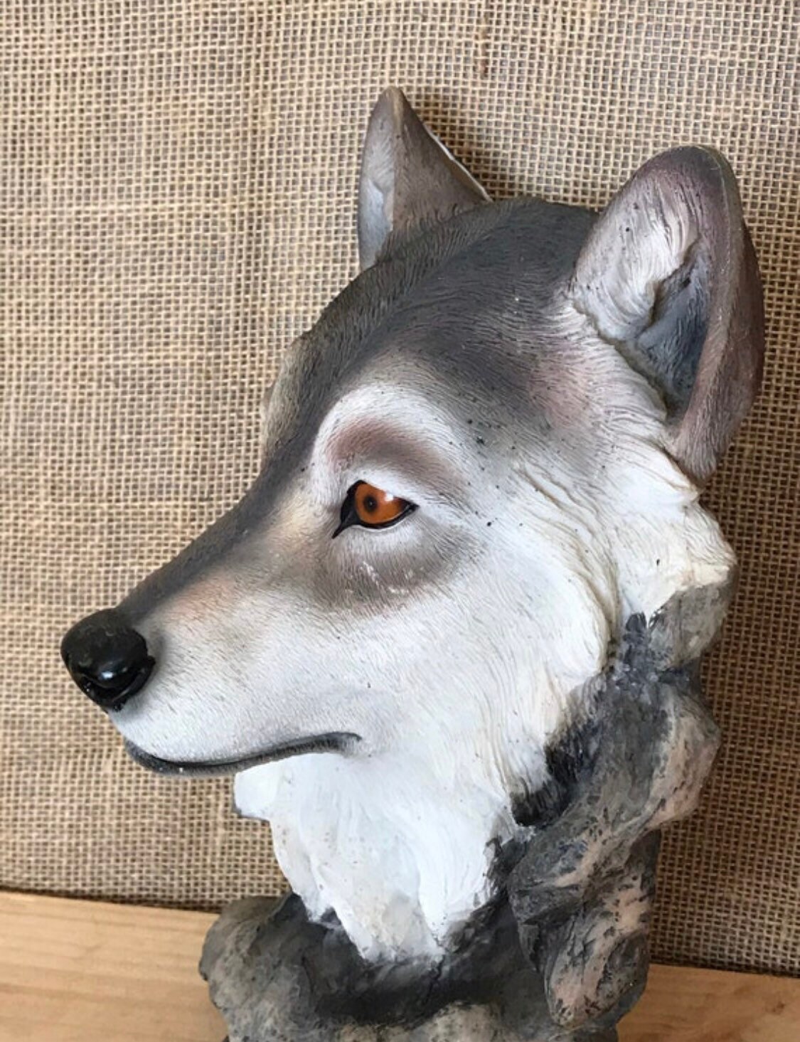 Grey Wolf Head Statue READ Sculpture Cabin Lodge Decor Knick - Etsy