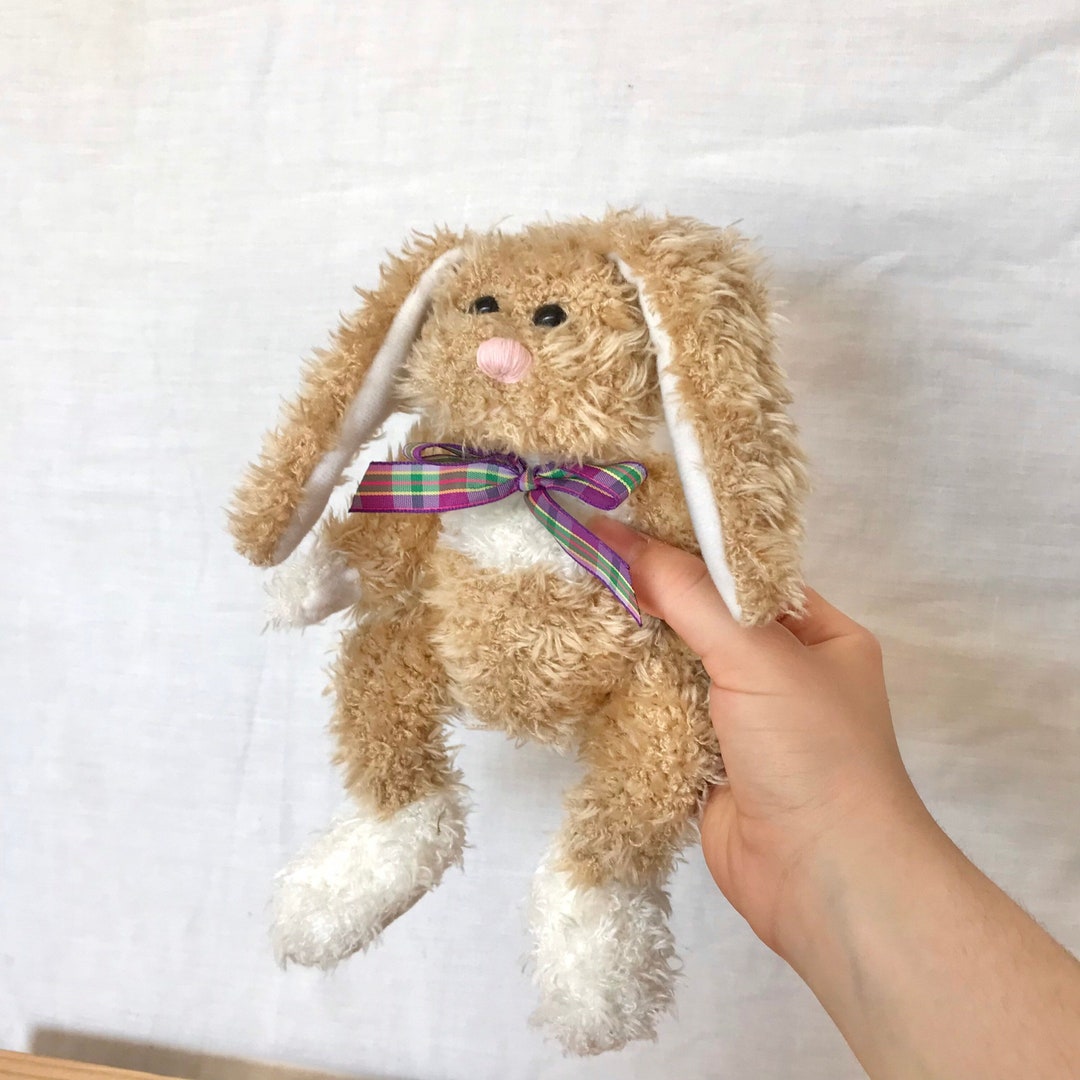 Vintage Bunny Plushie Droopy Ears Spotted Brown and White Collectible ...