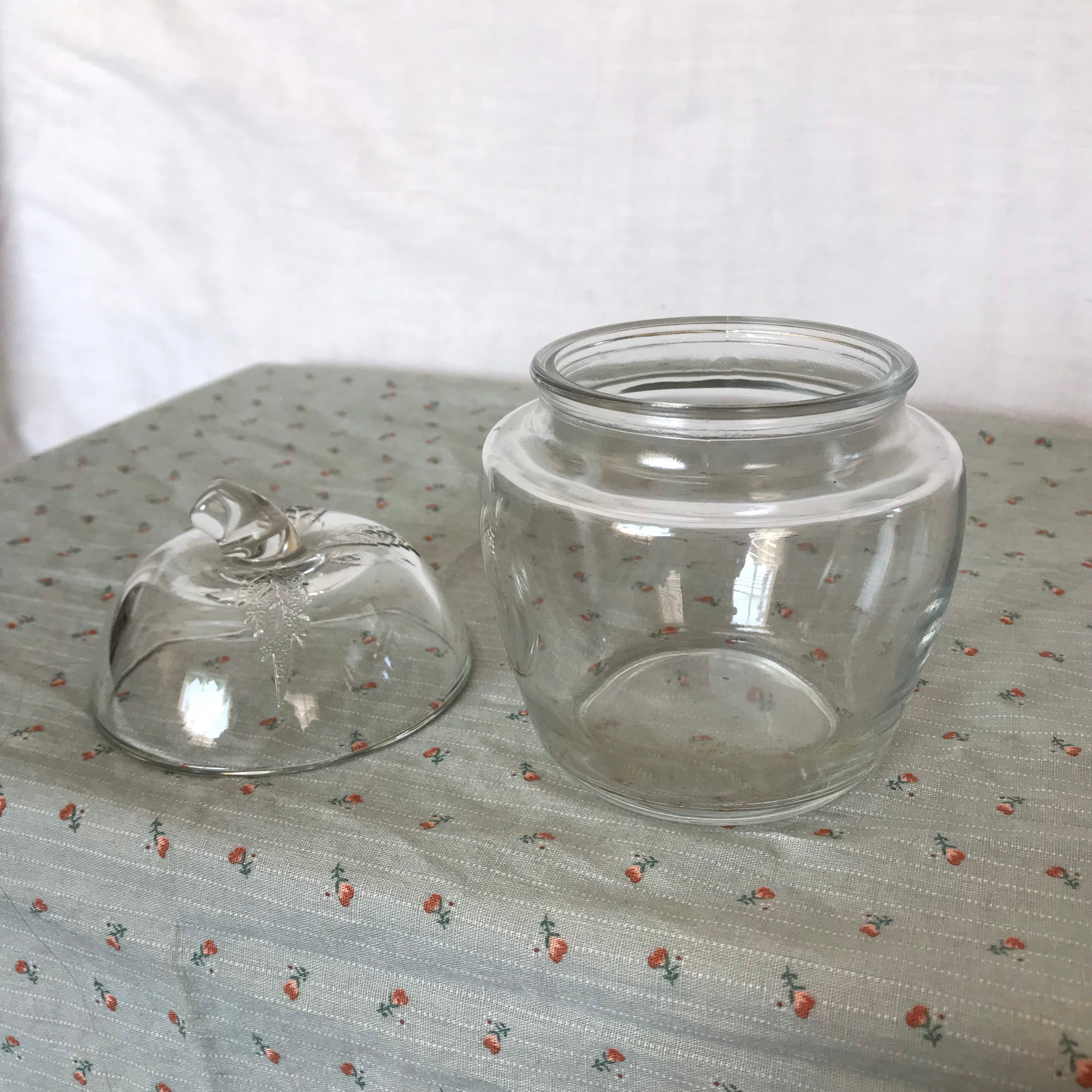 Vintage Clear Glass Apple Jar With Lid Candy Jar Apothecary - Etsy