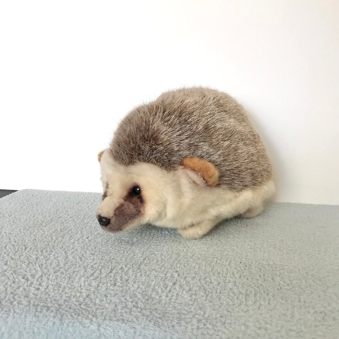Fluffy Chubby Hedgehog Plush Stuffed Animal Grey Pink Plushie Toy ...