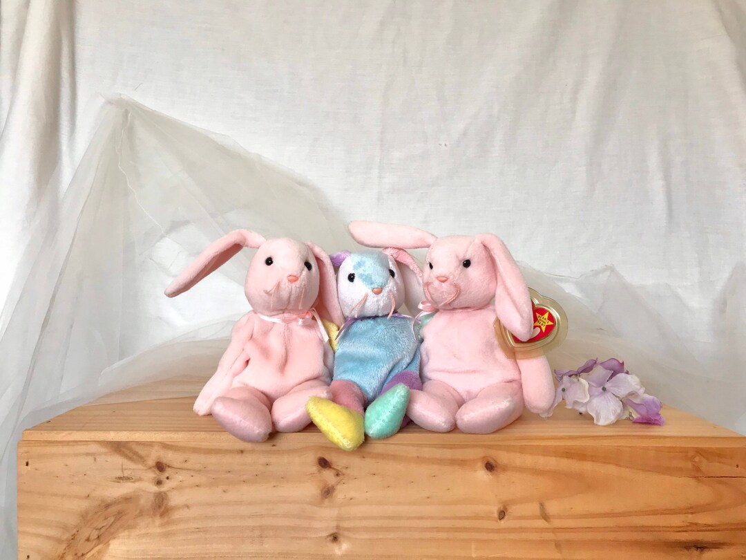 Set of 3 TY Easter Bunny Beanie Baby Hoppity and Dippy Stuffed Animal ...
