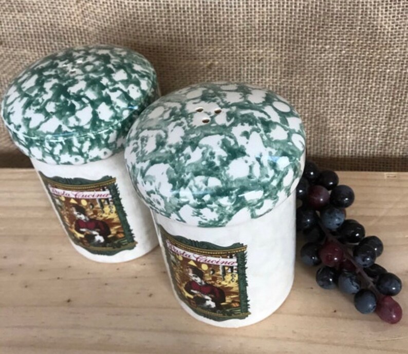 Italian Large Salt and Pepper Shakers Seasoning Large Ceramic Painted ...