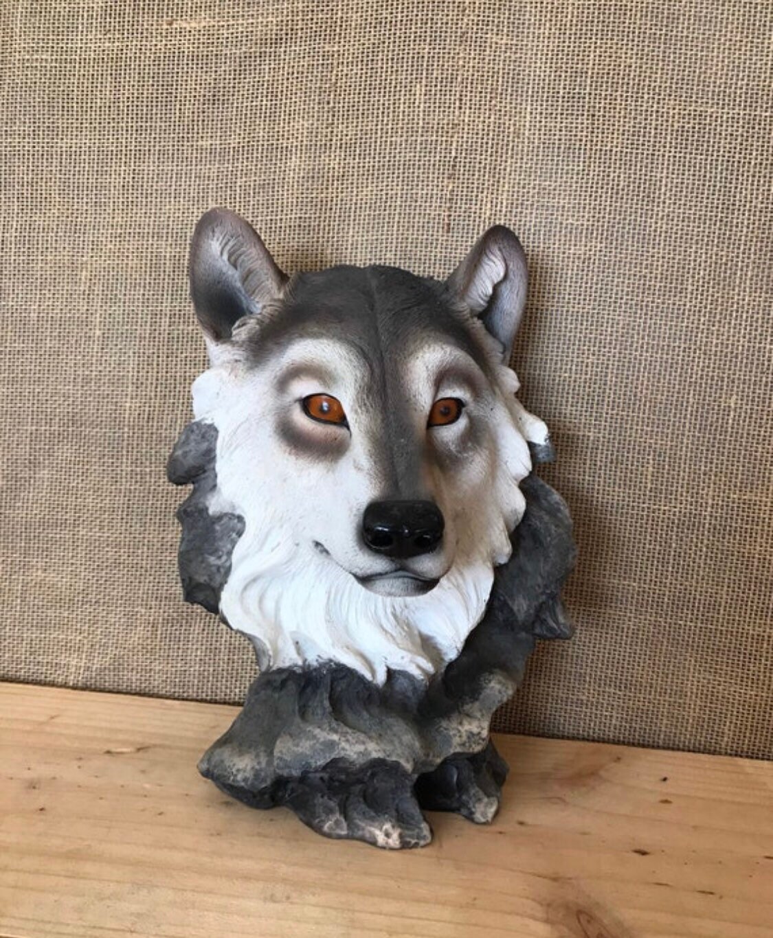 Grey Wolf Head Statue READ Sculpture Cabin Lodge Decor Knick - Etsy