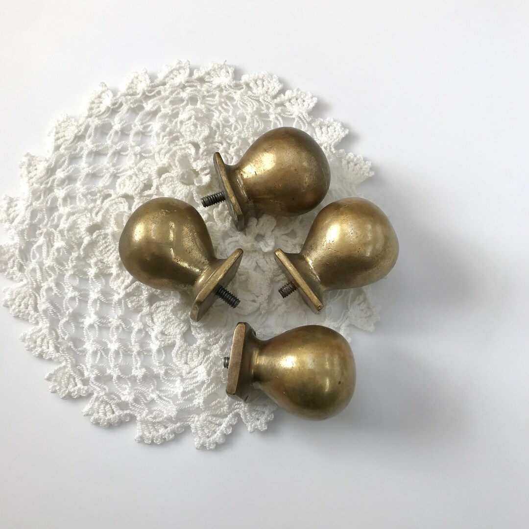 Set of 4 Heavy Brass Large Ball Cot Bed Heavy Cast Knobs Vintage Solid ...