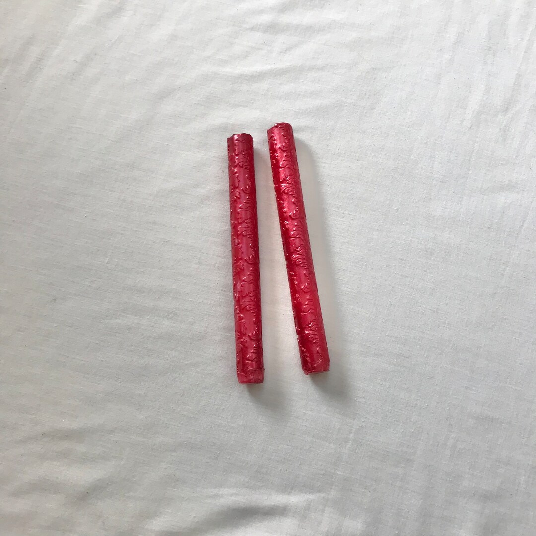 Set of 2 Vintage 1970s Embossed Taper Candles Dipped Candles Tall Taper ...