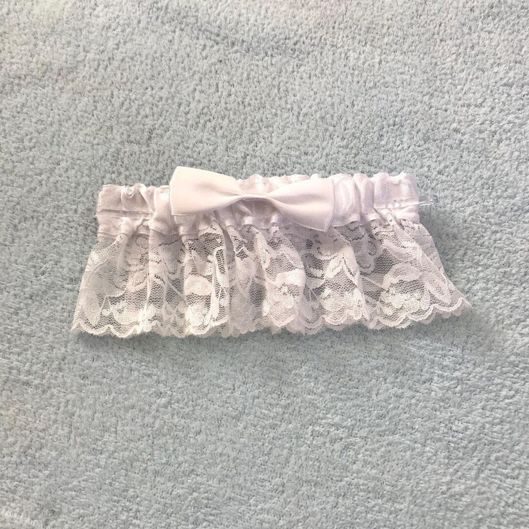 Vintage Victorian White Lace Garter Bow White Lace Ruffle Shabby Chic ...