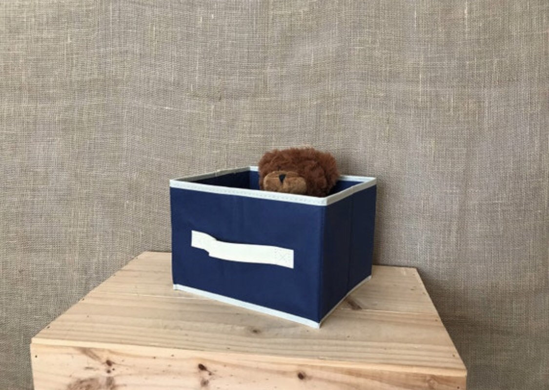 Blue Collapsible Foldable Cloth Fabric Cubby Cube Storage Bins Baskets ...