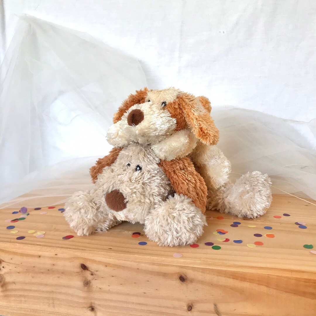 Set of 2 Fluffy Beagle Plush Dogs Brown Spotted Stuffed Animal Dog ...