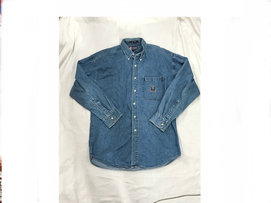 Vintage 90s Chaps Ralph Lauren Denim Blue Jean Shirt Button up Down ...