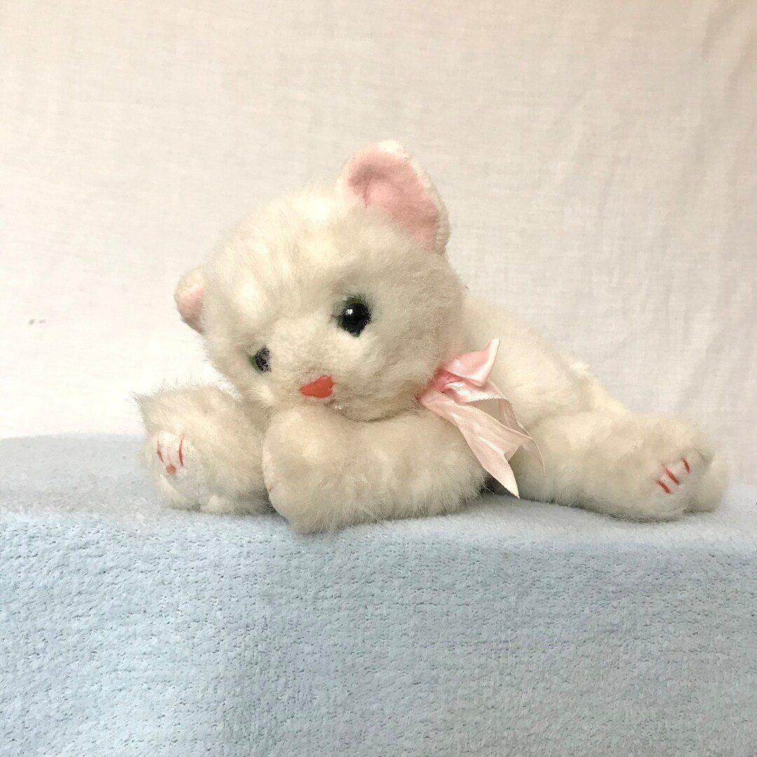 Vintage TY Crystal the White Cat Fluffy Kitten Cat Stuffed Animal ...