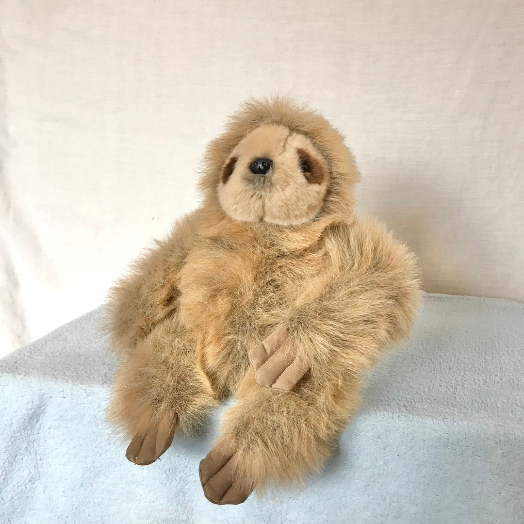 Fluffy Baby Sloth Plushie Stuffed Animal Plush Toy Sitting Cute ...