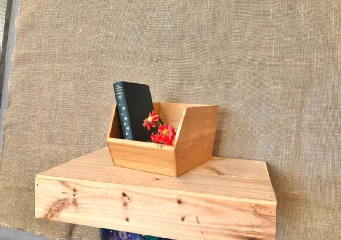 Open Front Wooden Bin Box for Storage Organization TV Remote Holder ...
