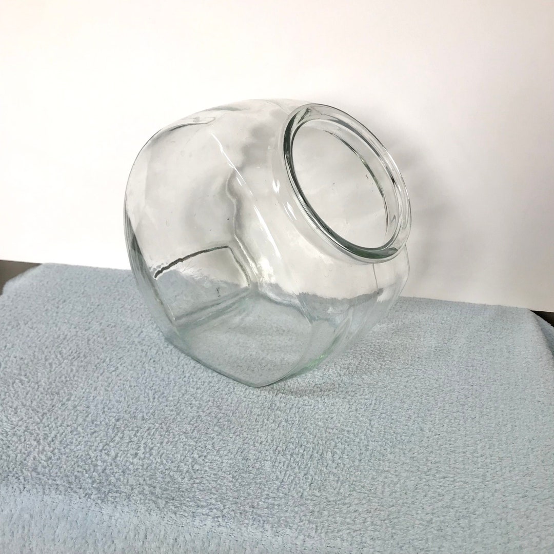 Large Fish Bowl Vintage Canteen Shape Glass Aquarium Terrarium Gold ...