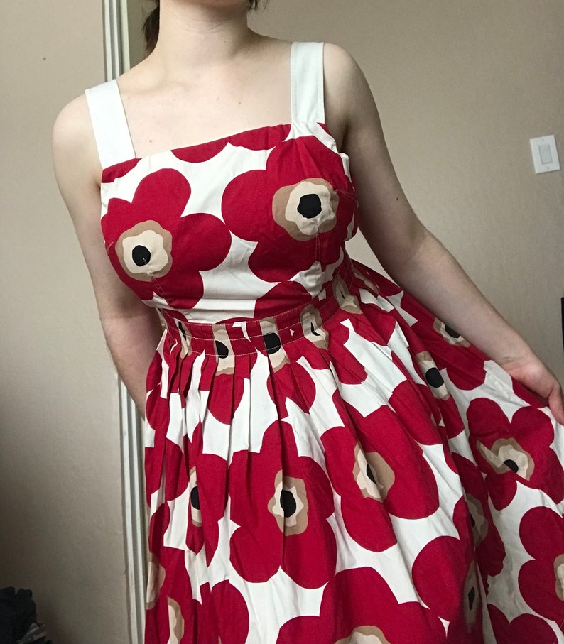 Vintage Dolce & Gabbana Dress Marimekko Red Poppy Print Cotton Full ...