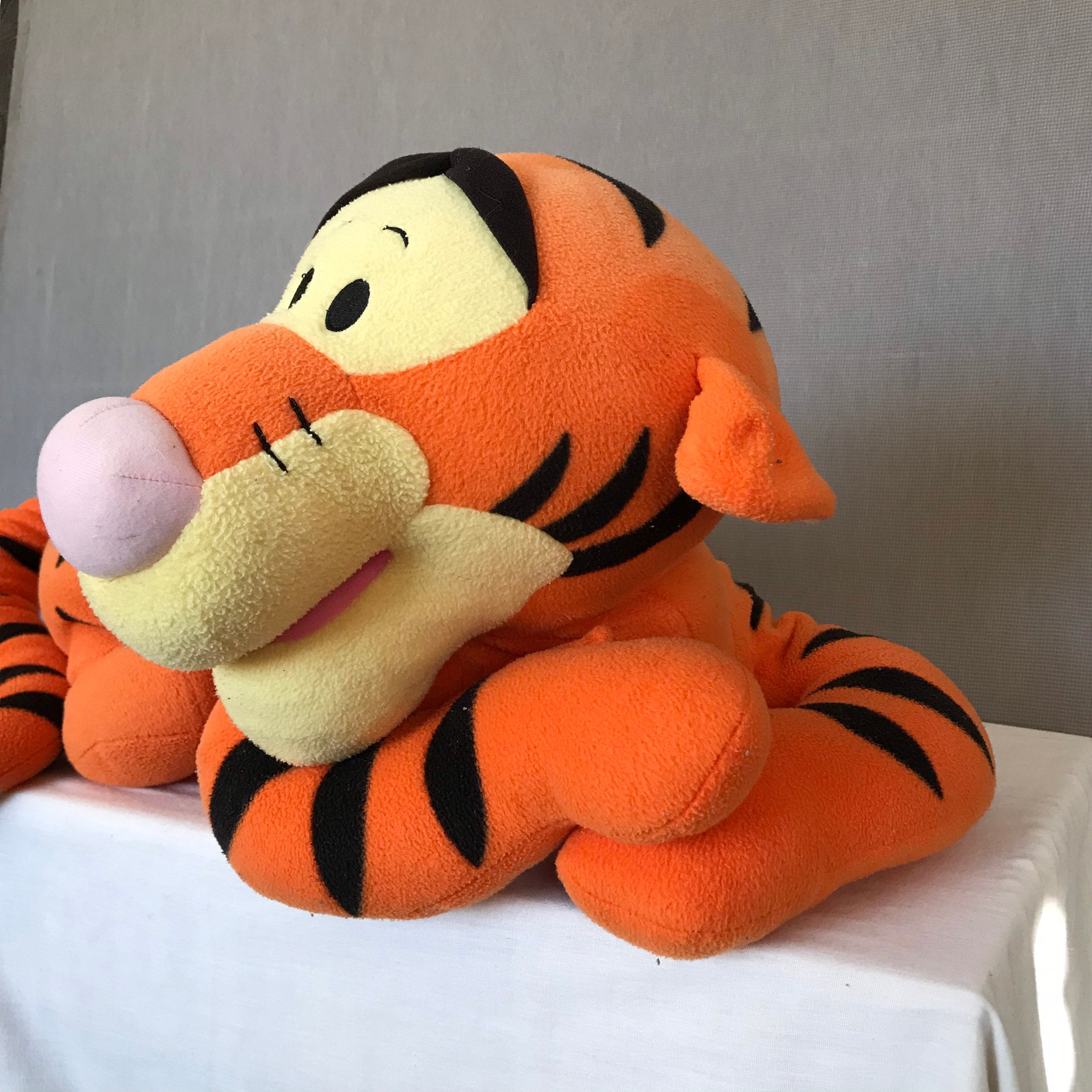 Large Vintage Tigger Stuffed Animal Laying Down Plushie Plush Tiger ...
