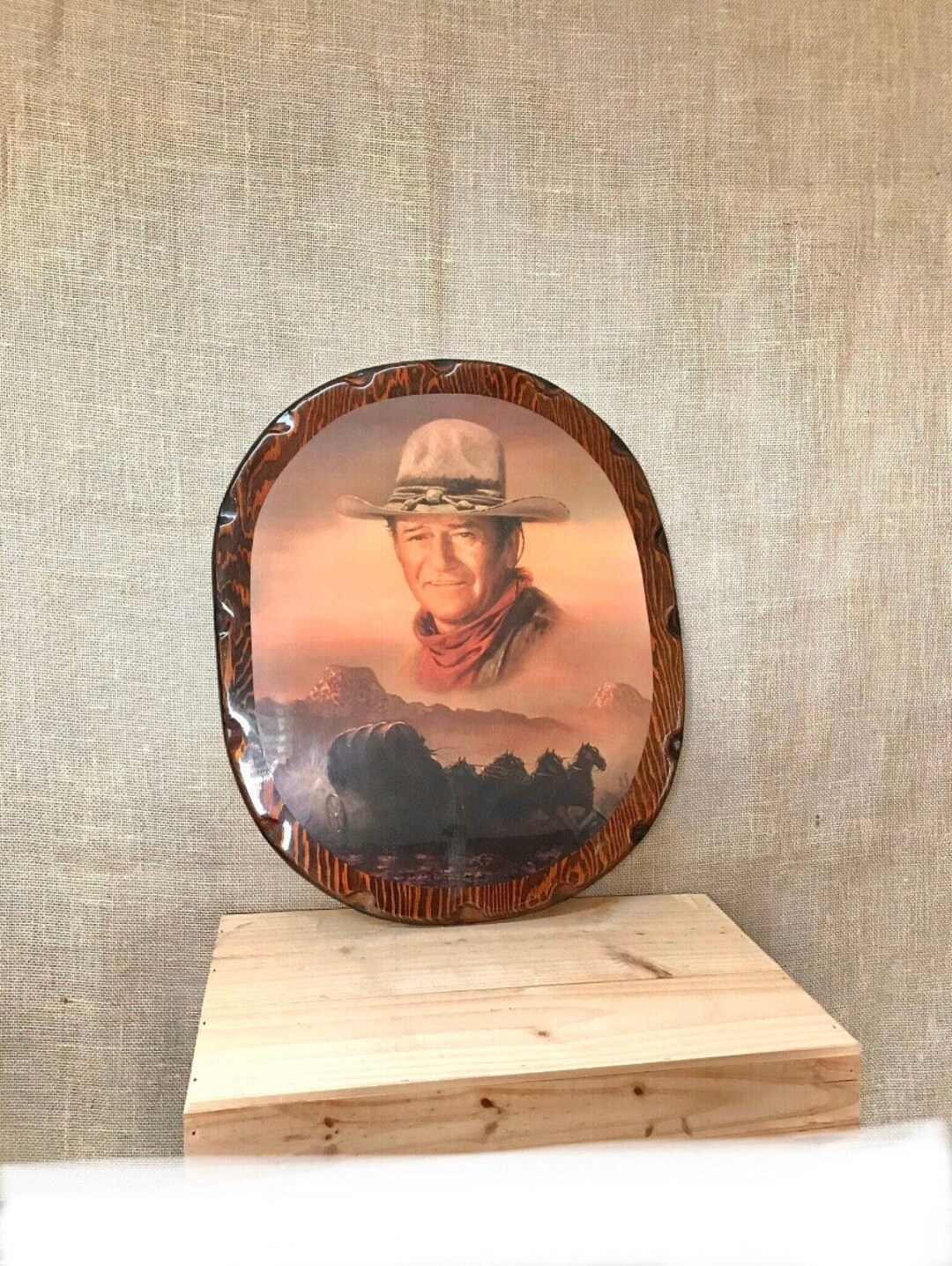 John Wayne Wall Lacquer Large Art Plaque Wooden Wood Caravan Cowboy ...
