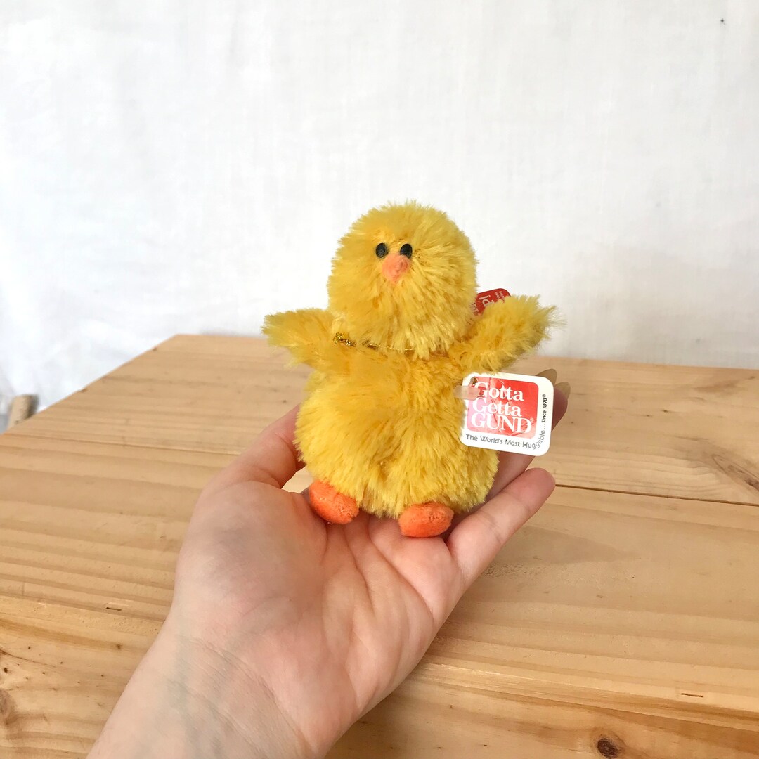 Vintage Yellow Chickling Gund Chick Fluffy Small Miniature Chicken ...