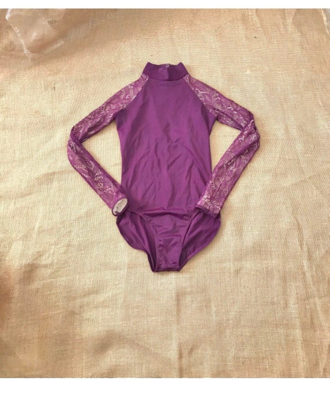 Purple Long Sleeve Leotard Dancing Lyrical Gymnastics Bodysuit Dancing ...