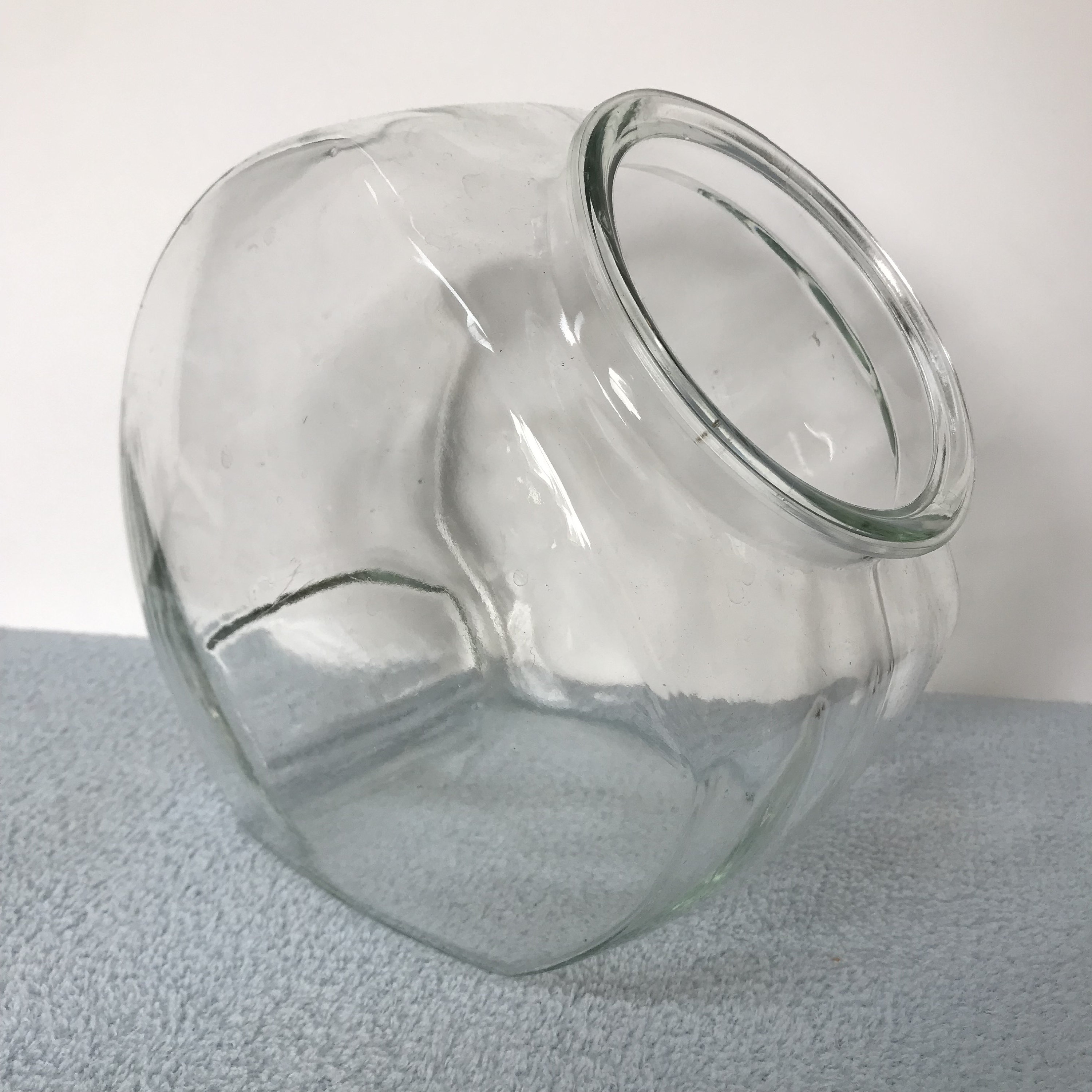 Large Fish Bowl Vintage Canteen Shape Glass Aquarium Terrarium Gold ...