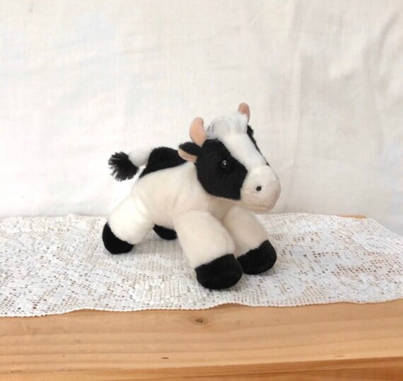 Baby Cow Plushie Black and White Fluffy Calf Holstein Stuffed - Etsy
