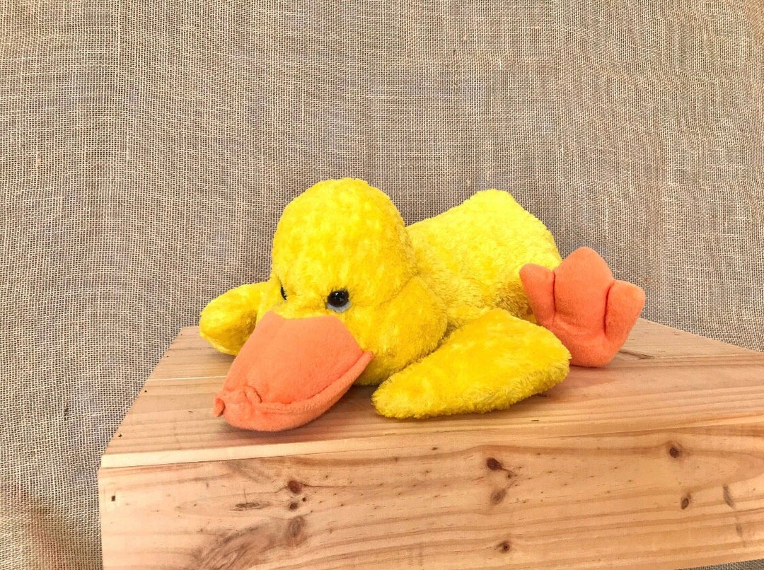 Cute Yellow Duck Laying Down Stuffed Animal Plushie Plush Toy Pekin ...