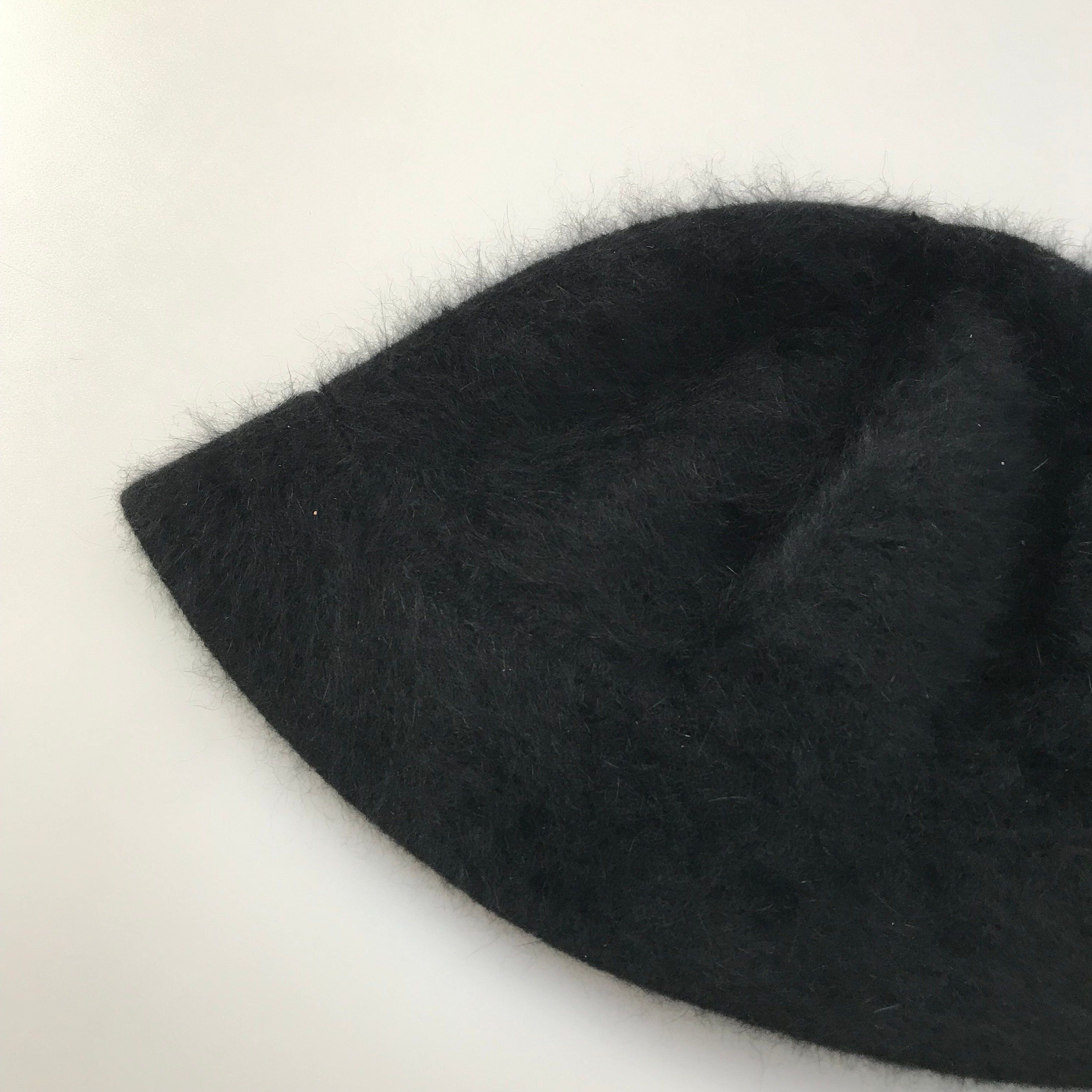 Genuine Angora Hair Knit Bucket Hat Furry Hair Fluffy Black Gothic ...
