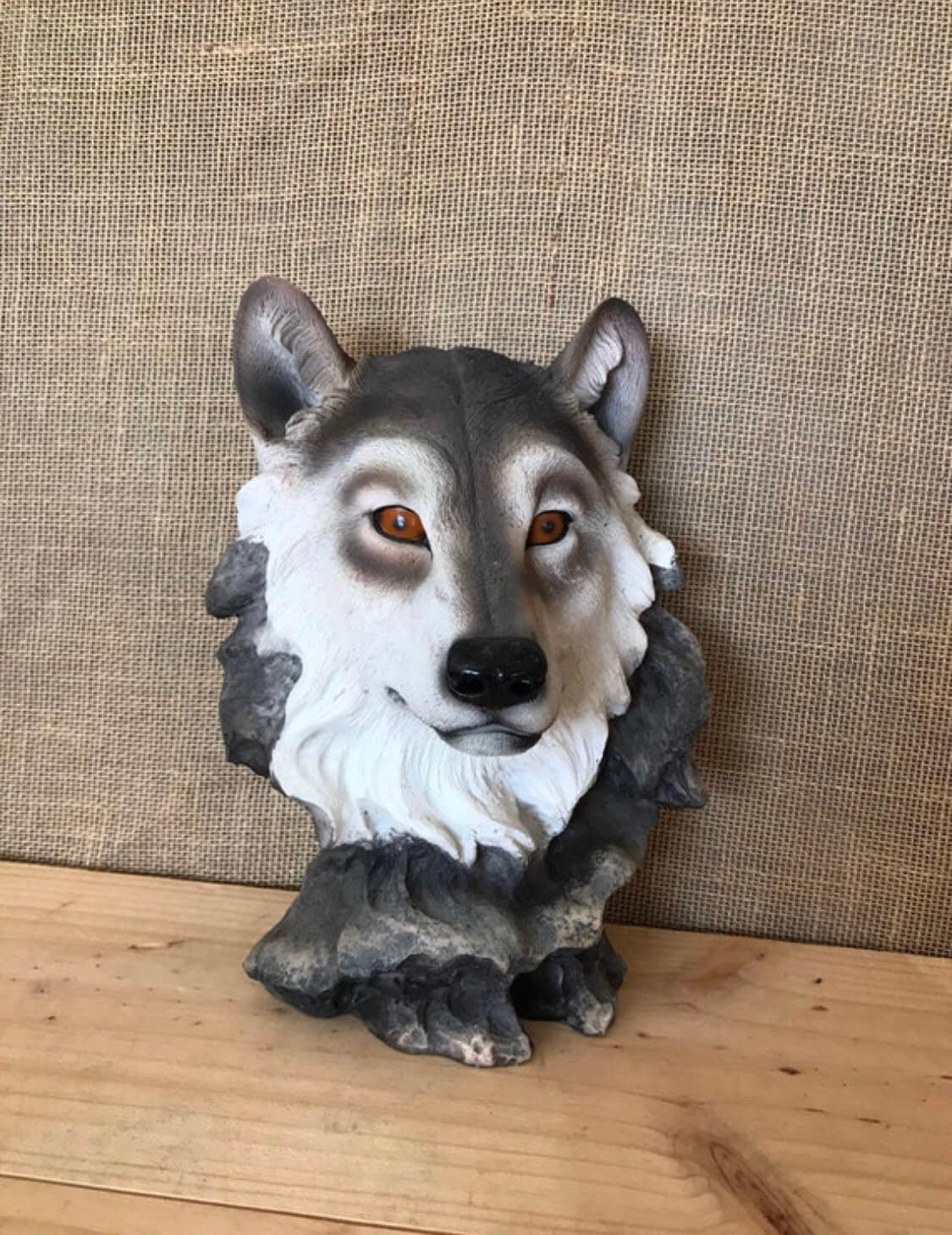 Grey Wolf Head Statue READ Sculpture Cabin Lodge Decor Knick - Etsy