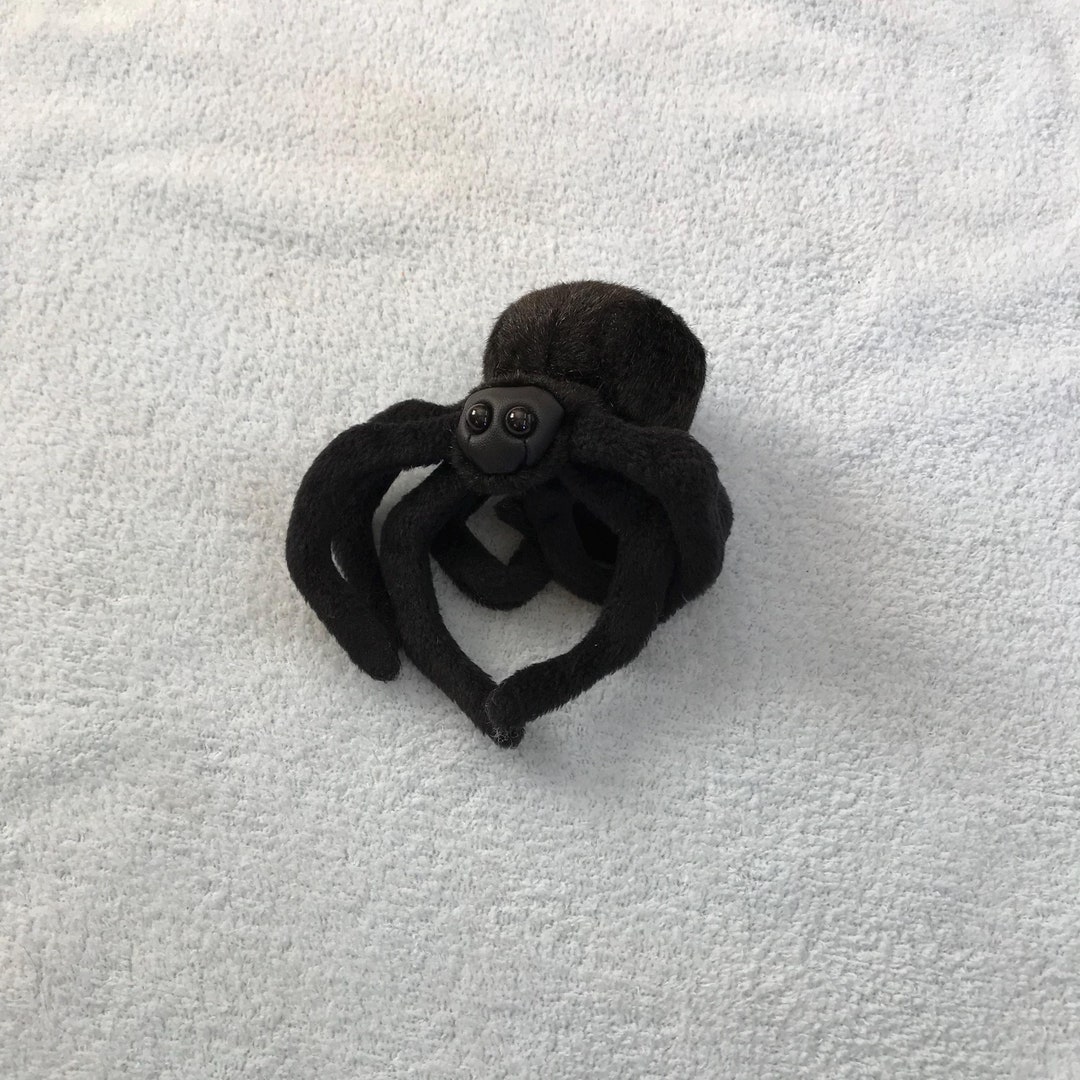 Adorable Fluffy Black Spider Plush Miniature Collectible Halloween ...