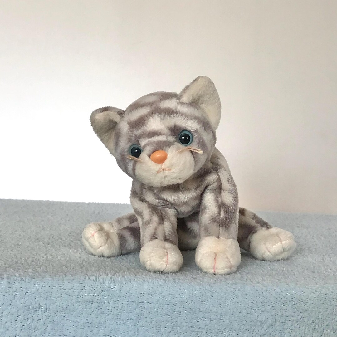 Vintage TY Silver the Tabby Cat Stuffed Animal Beanie Baby Cat Stuffed ...