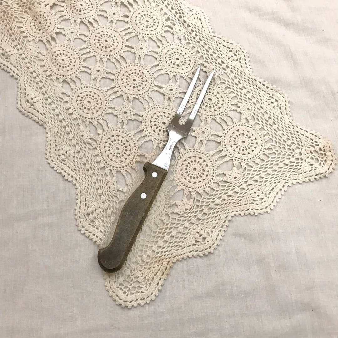 Vintage Royal Stainless Steel Meat Fork With Wooden Handle Silver ...