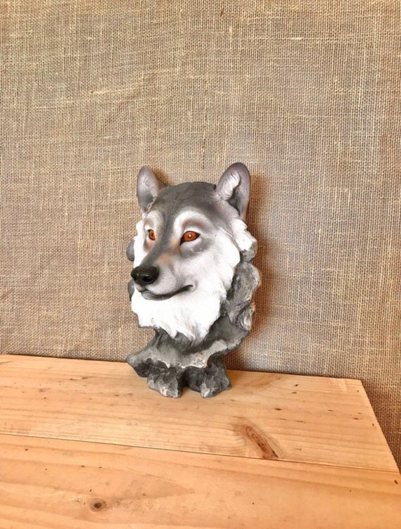 Grey Wolf Head Statue READ Sculpture Cabin Lodge Decor Knick - Etsy