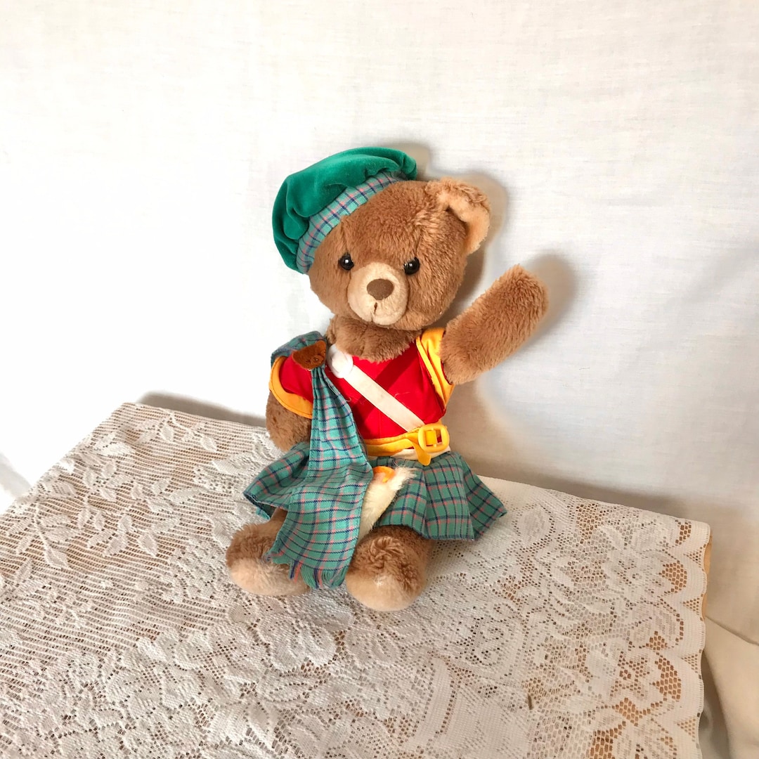 Vintage 1980s Scottish Teddy Bear Marjorie Sarnat Dressed Plushie Plush ...
