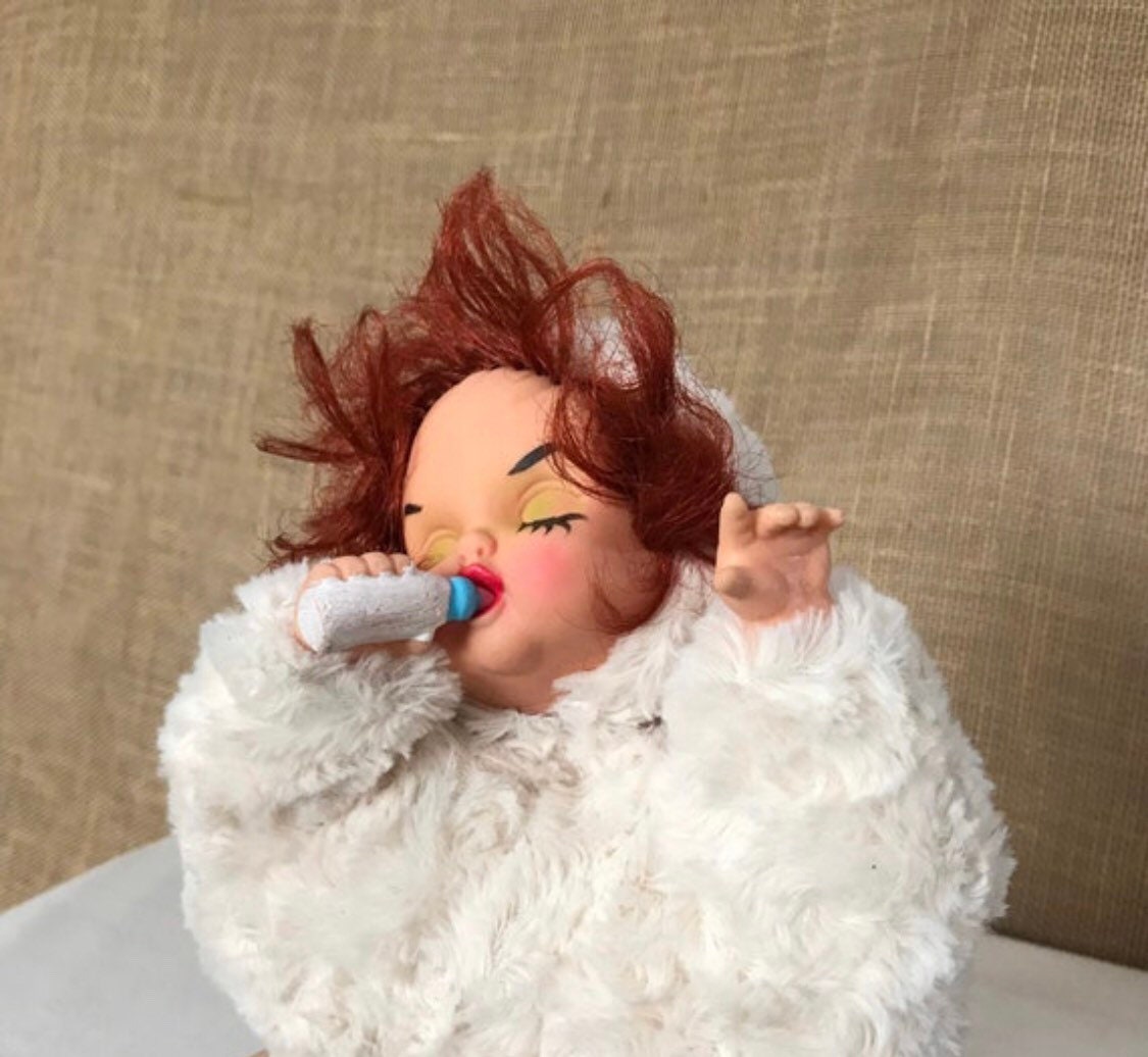 Vintage Sleepy Rubber Face Baby Plush Faux Fur Stuffed Toy Baby Girl ...